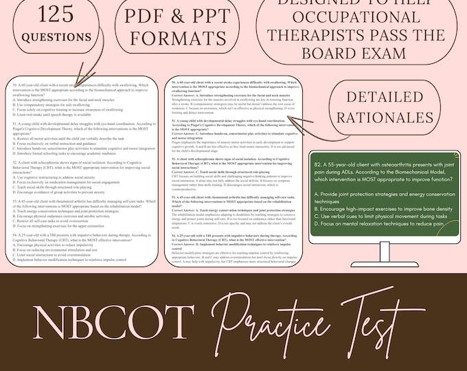 NBCOT Practice Test: 125 Questions With Detailed Rationale (pdf & Ppt ...