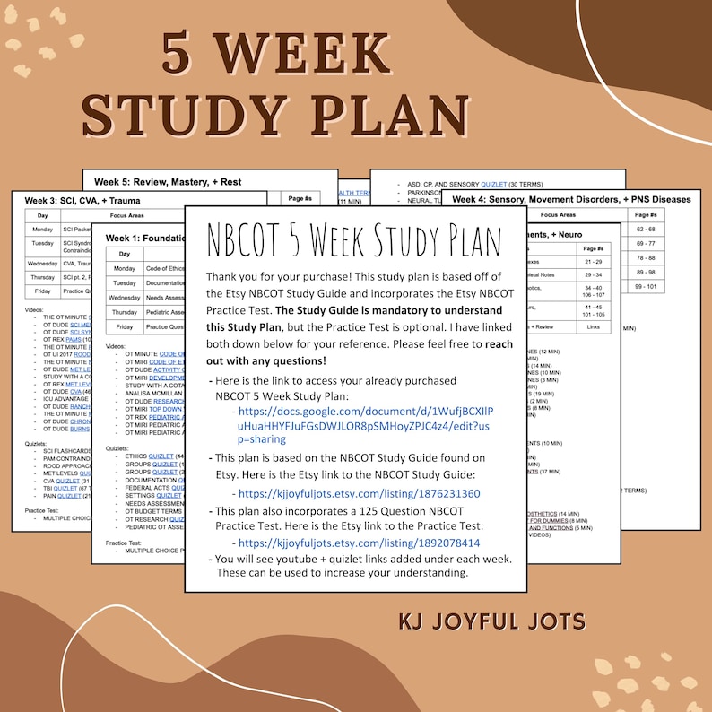 NBCOT Study Plan: 5-week OT/COTA Exam Prep (instant Download) Guide for ...