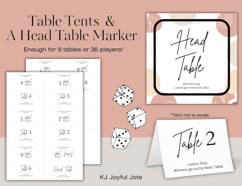 Printable Bunco Party Game Kit: Score Cards, Rules, Tally Sheets, Table ...