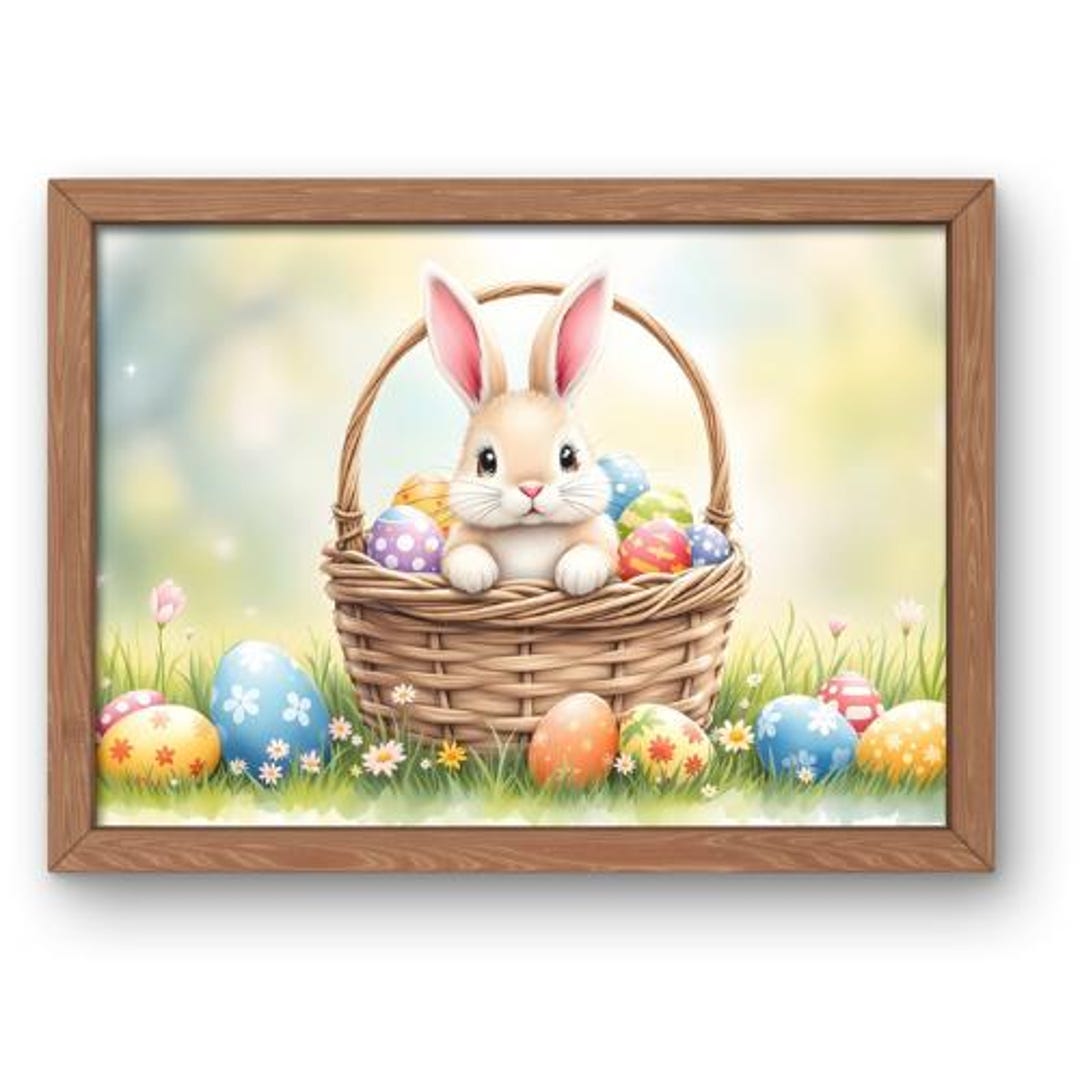Easter Bunny Printable Art – Cute Spring Decor, Holiday Greeting Cards ...