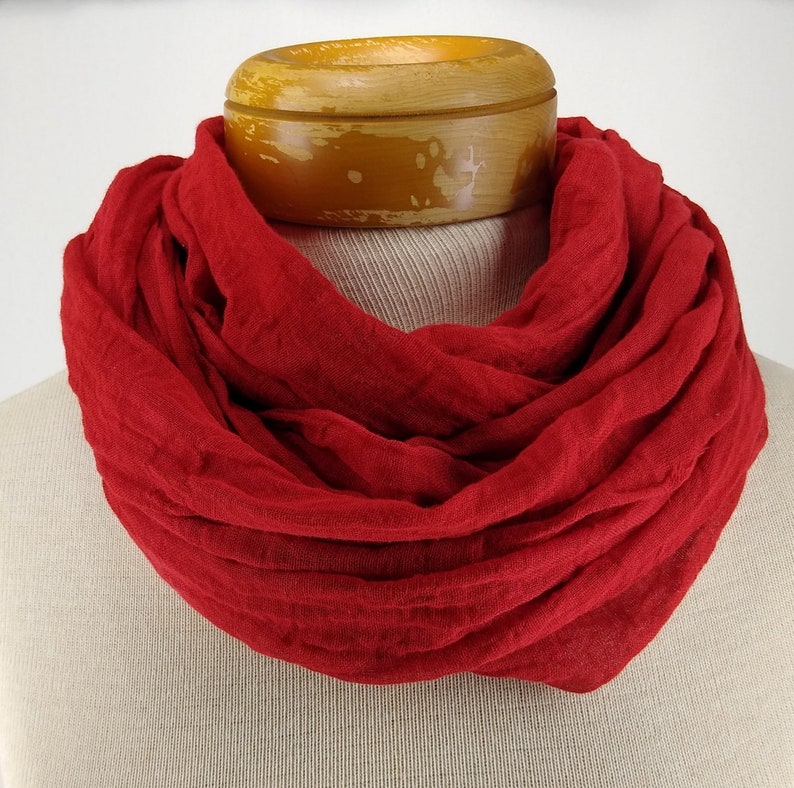 Crimson Red Cotton Gauze Scarf, Sheer Red Hand Dyed Scarf 216 - Etsy