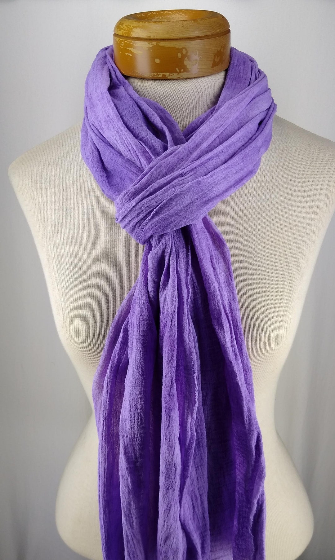 Lavender Cotton Gauze Scarf, Hand Dyed Purple, 100% Cotton Crinkle ...