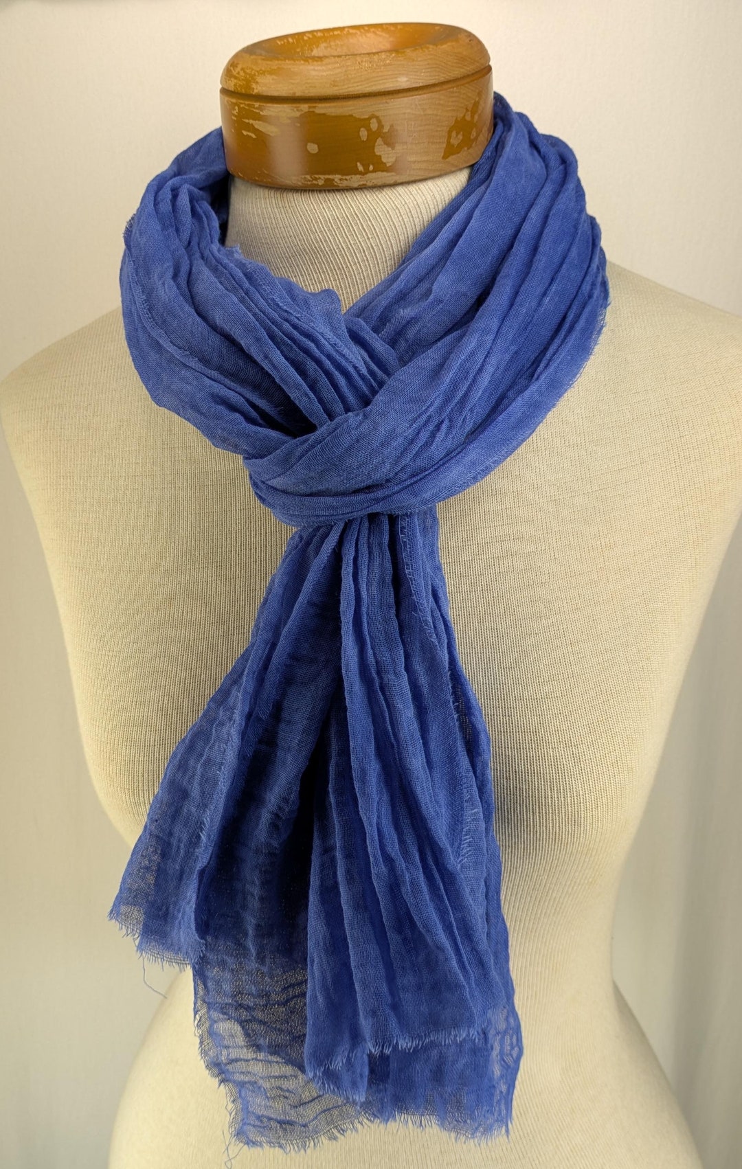 Silver Lake Blue Cotton Gauze Scarf, Hand Dyed Lightweight Sheer Gauze ...