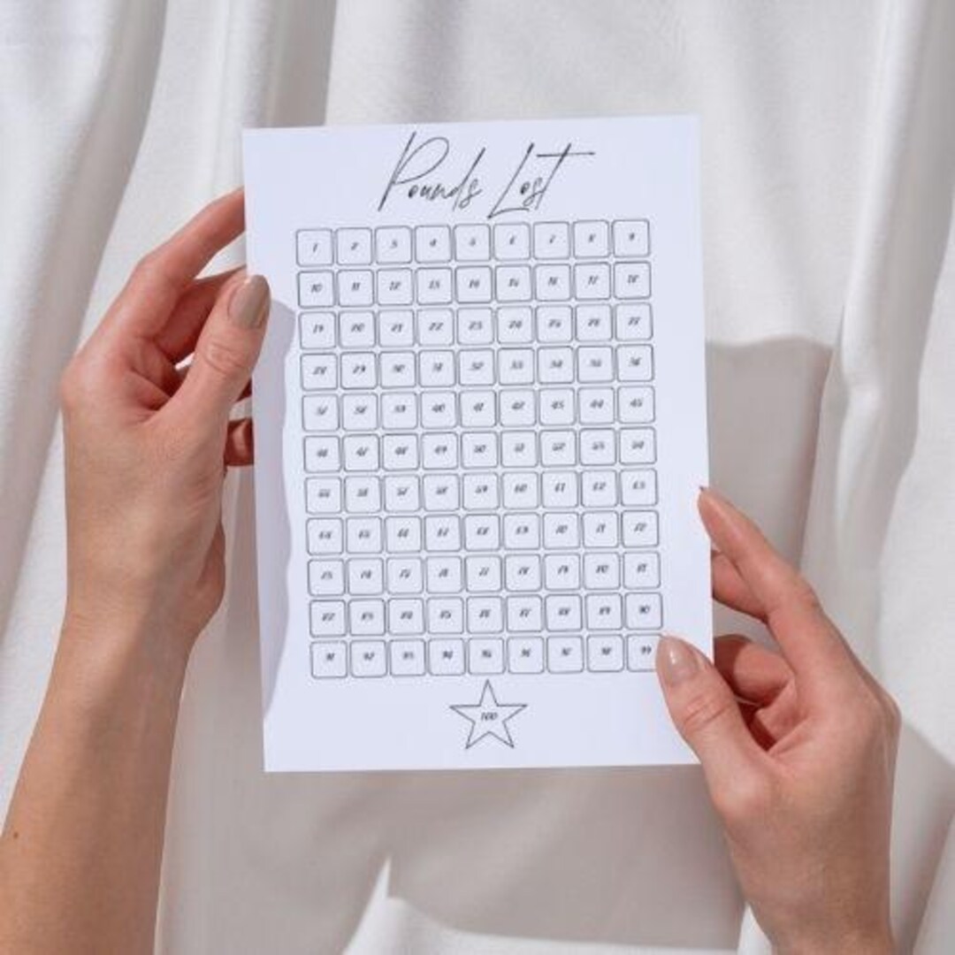 100 Lb Weight Loss Tracker Printable: Minimalist Design (digital ...