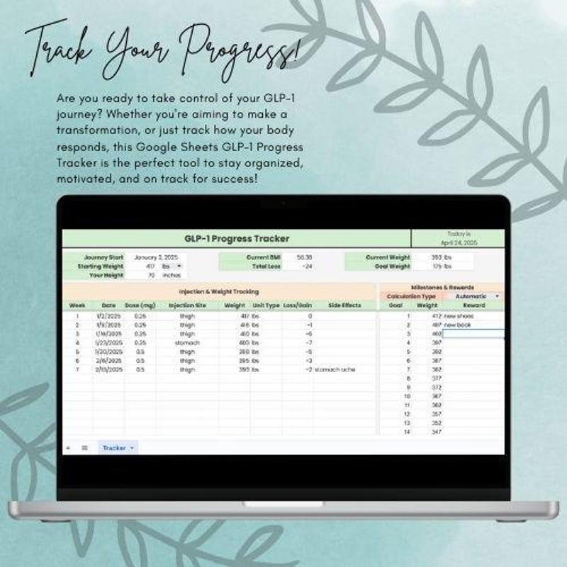 Glp1 Tracker Spreadsheet - Etsy