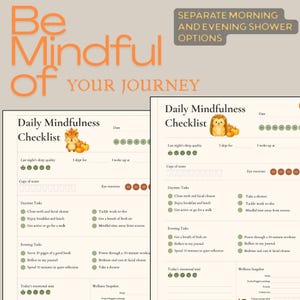Fall Mindfulness Checklist | Daily Wellness Planner & Self-care Tracker | US Letter, A4, A5 ...