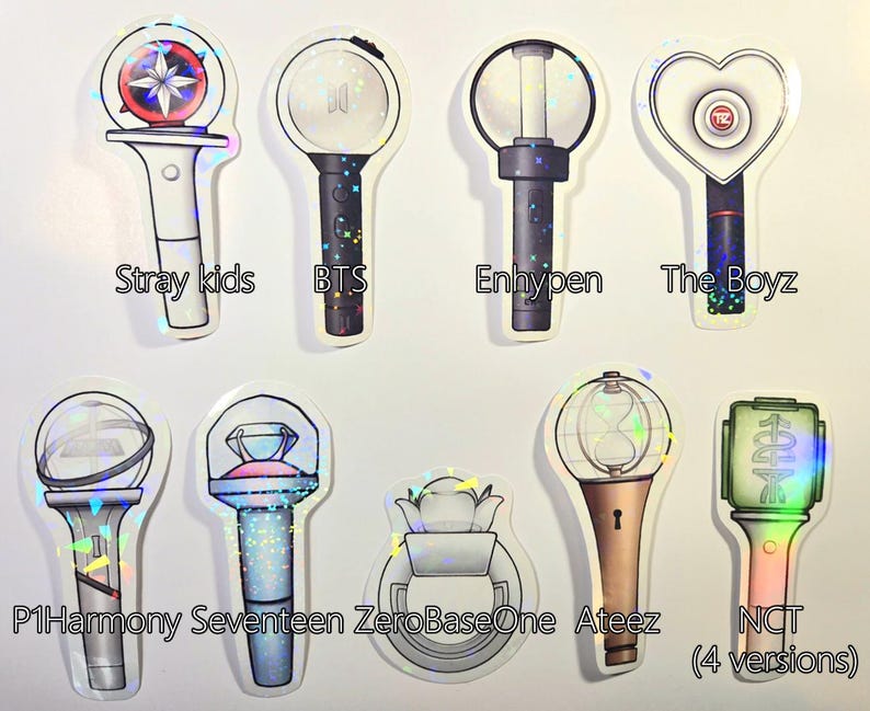 K-pop 4" Holographic Vinyl Stickers Boy Group Light Sticks - Etsy
