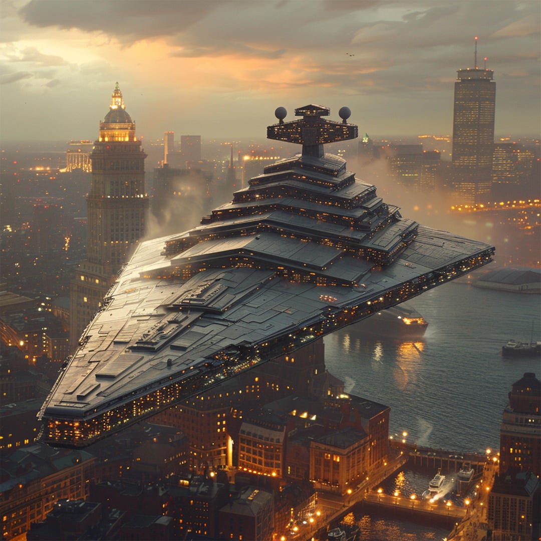 Starlit Boston Adventure – Star Destroyer Over Boston Art Print, 12x12 ...