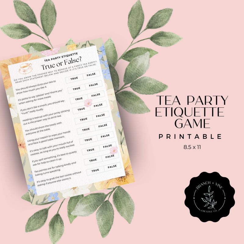 Tea Party Etiquette Game - Etsy