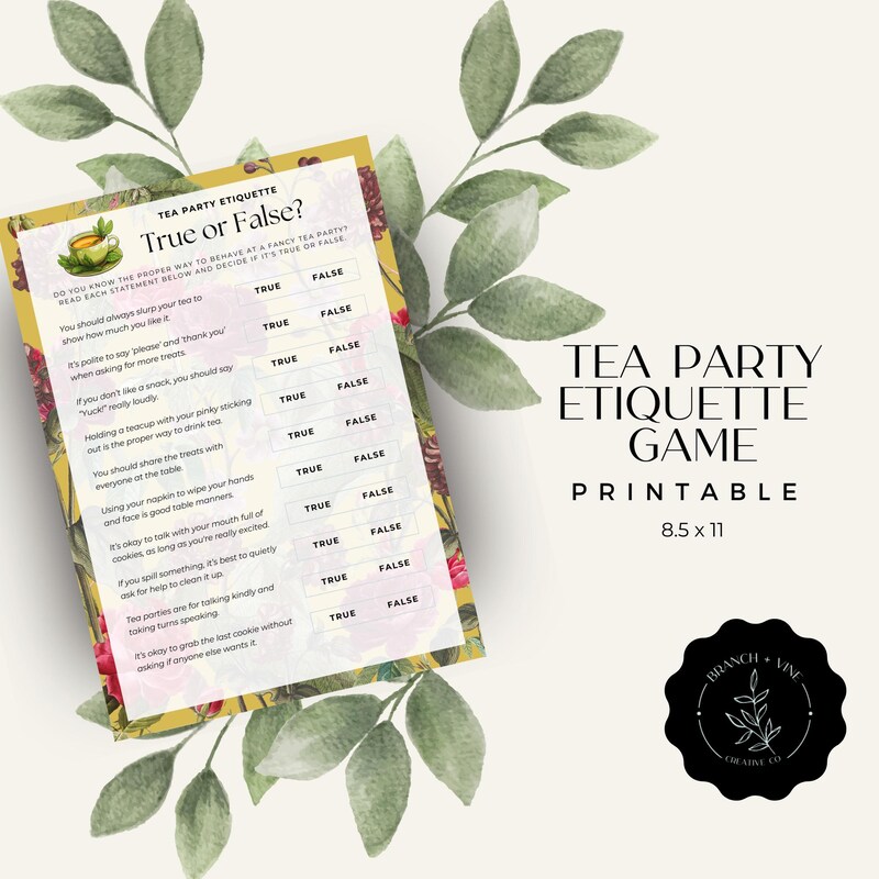 Tea Party Etiquette Game - Etsy