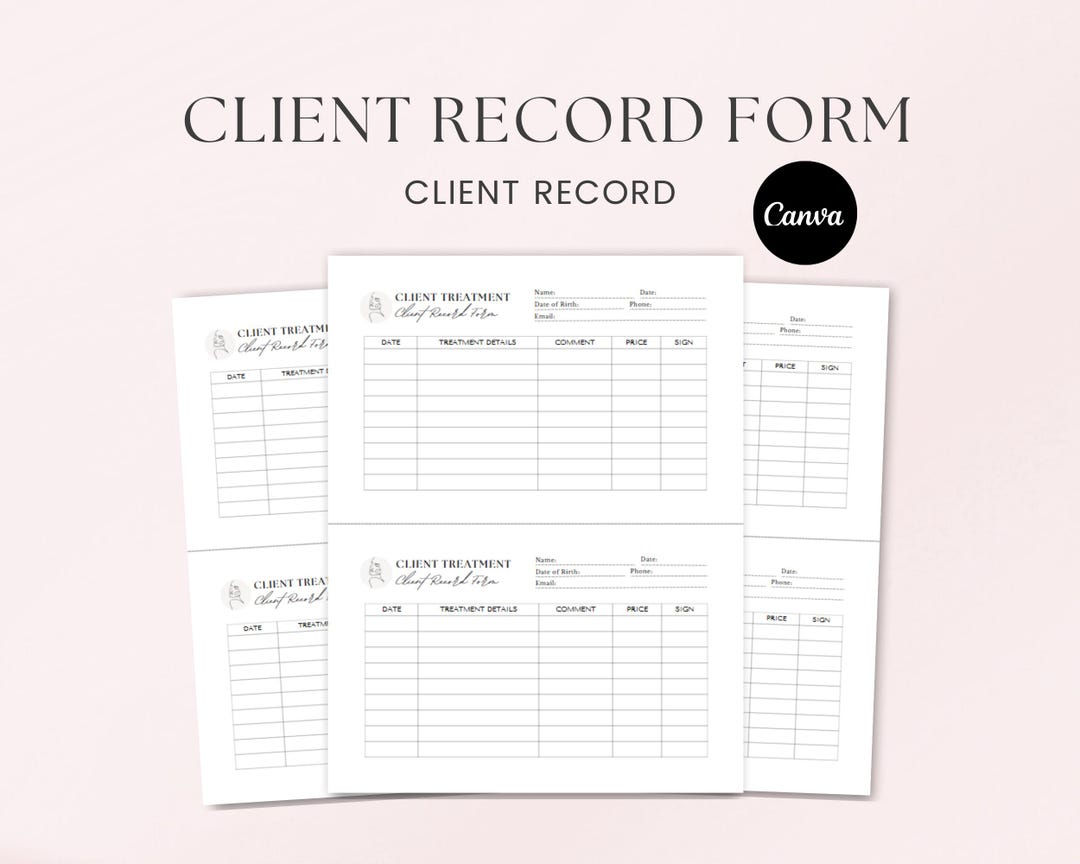 Esthetician Client Record Template, Editable Esthetician Client Record ...