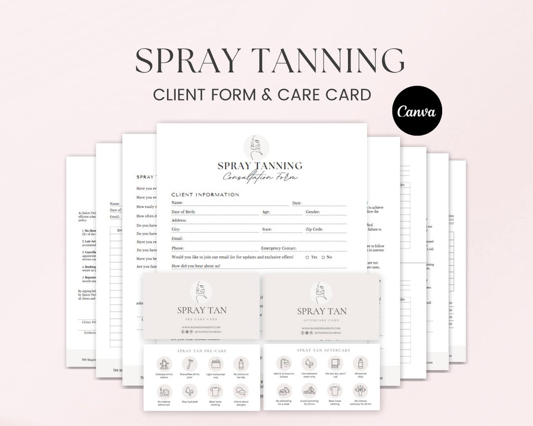 Spray Tan Business Form Templates, Editable Spray Tan Consent and ...