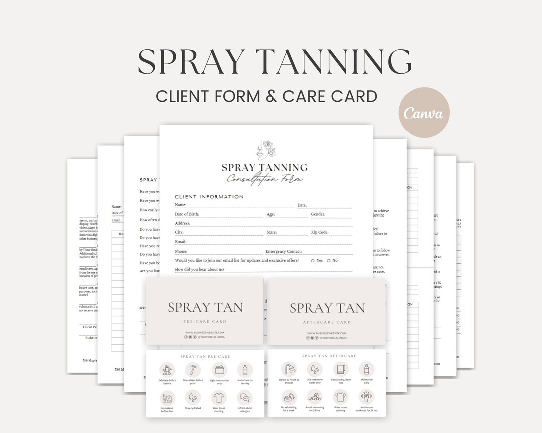 Spray Tan Business Form Templates, Editable Spray Tan Consent and ...