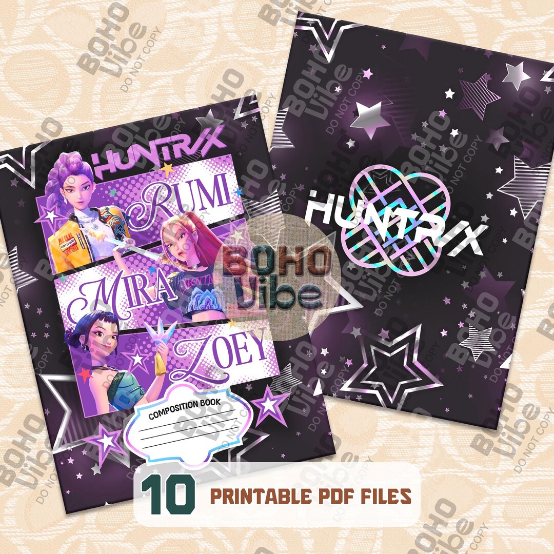 10 K-pop Demon Hunters Huntrix Composition Notebook Covers Bundle PDF ...