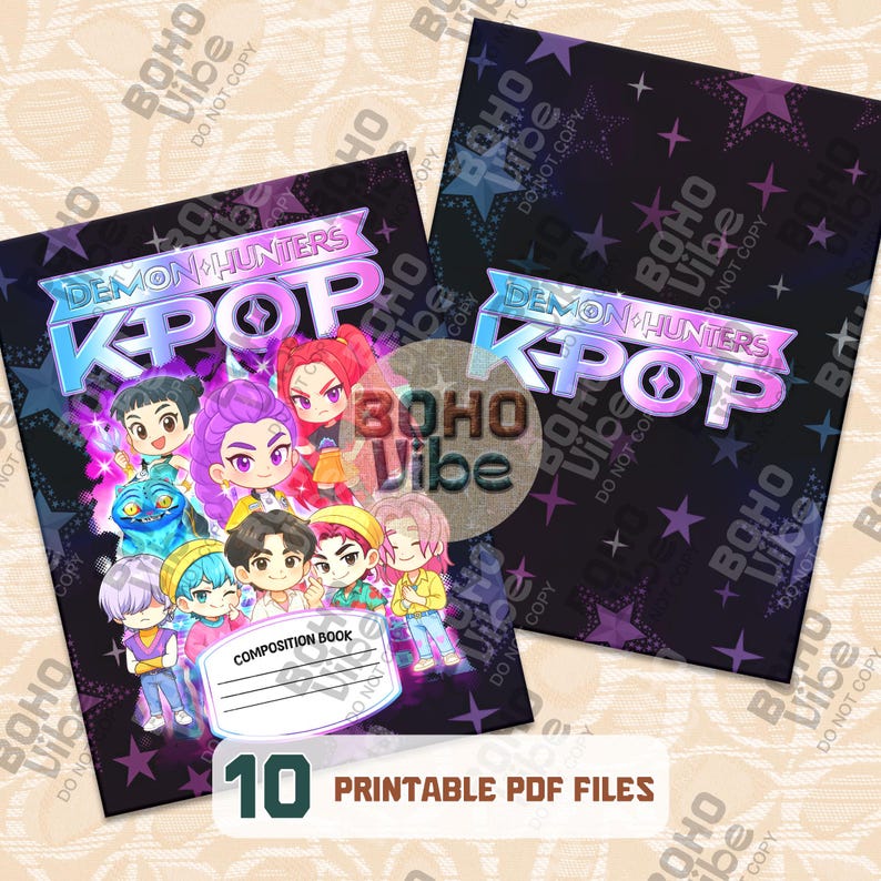 10 K-pop Demon Hunters Huntrix Composition Notebook Covers Bundle PDF ...