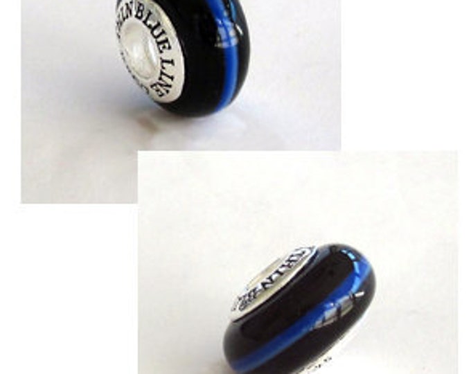 Pandora Style Genuine Thin Blue Line Police Charm - Etsy