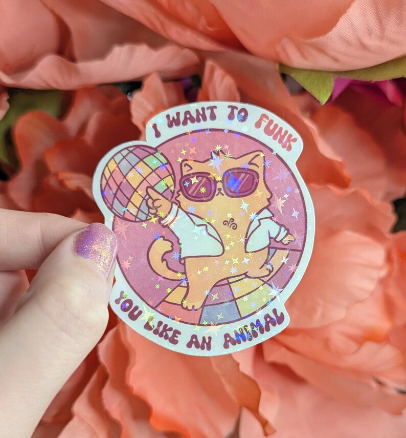 Funk Like an Animal Holographic Sparkle Vinyl Sticker - Etsy