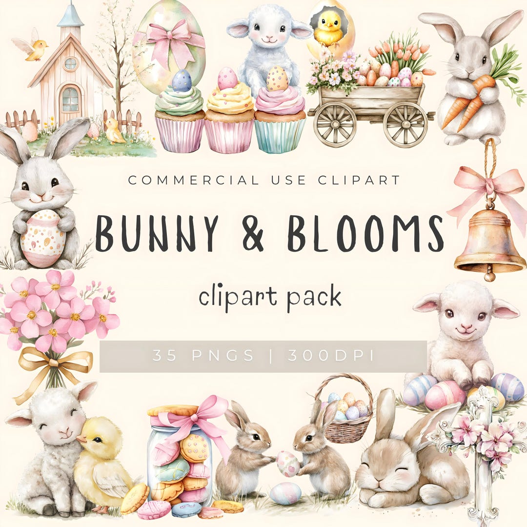 Watercolor Easter Clipart, Cute Easter Clipart, Spring Clipart, Easter ...