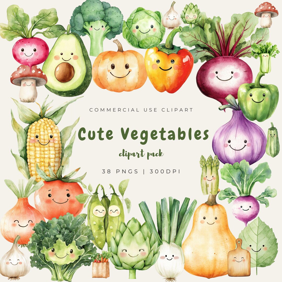 Watercolor Vegetable Clipart, Garden Food PNG Bundle (digital Download ...