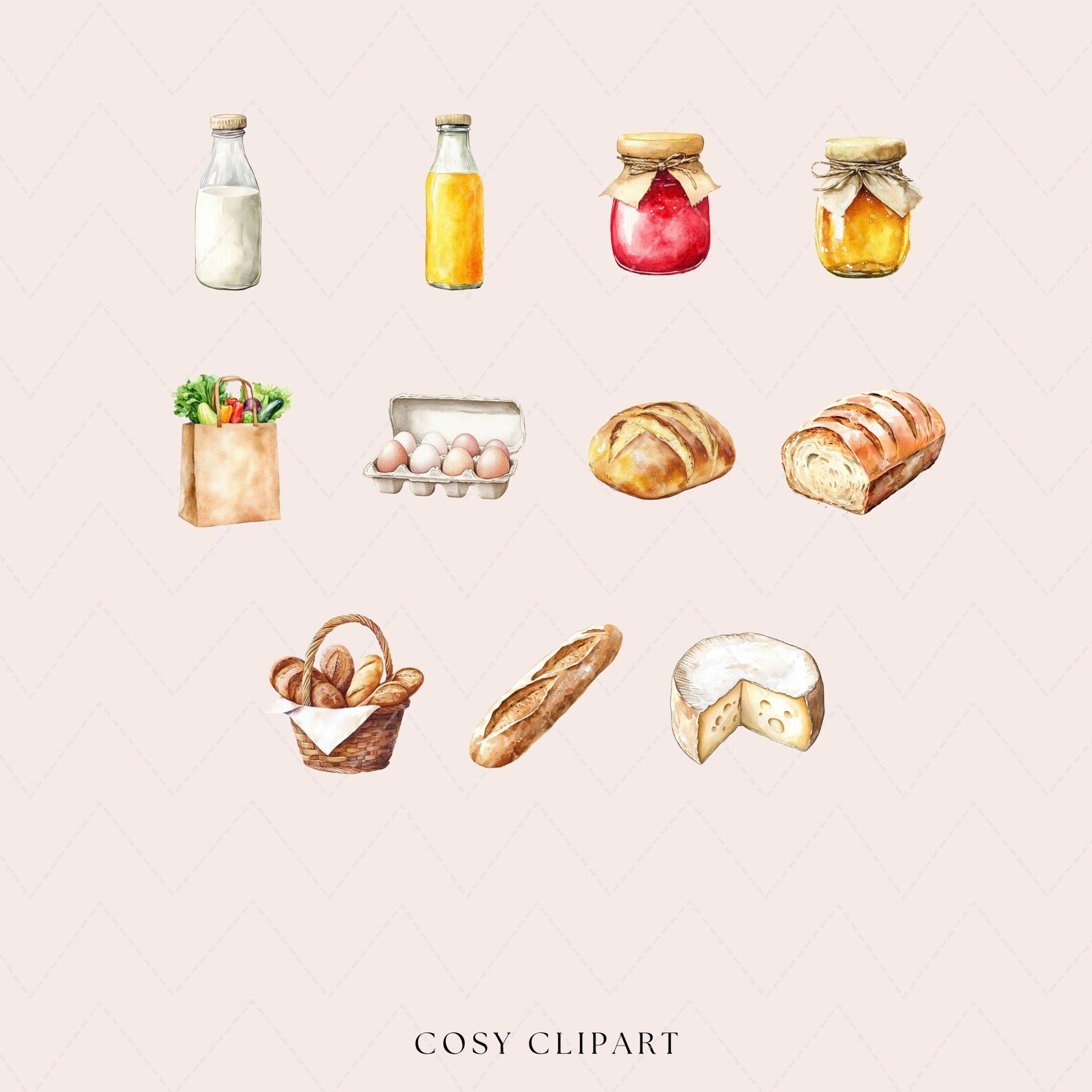 Watercolor Farmers Market Clipart Locally Grown Fruit Vegetable Clipart ...