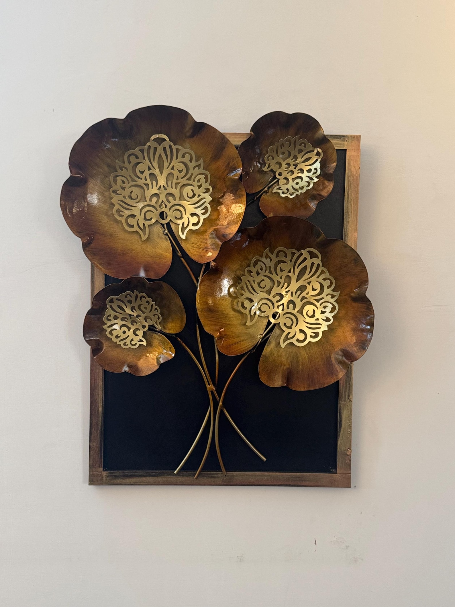 Metal Flower Wall Hanging Art Hand Painted,metal Flower Decor, Metal ...