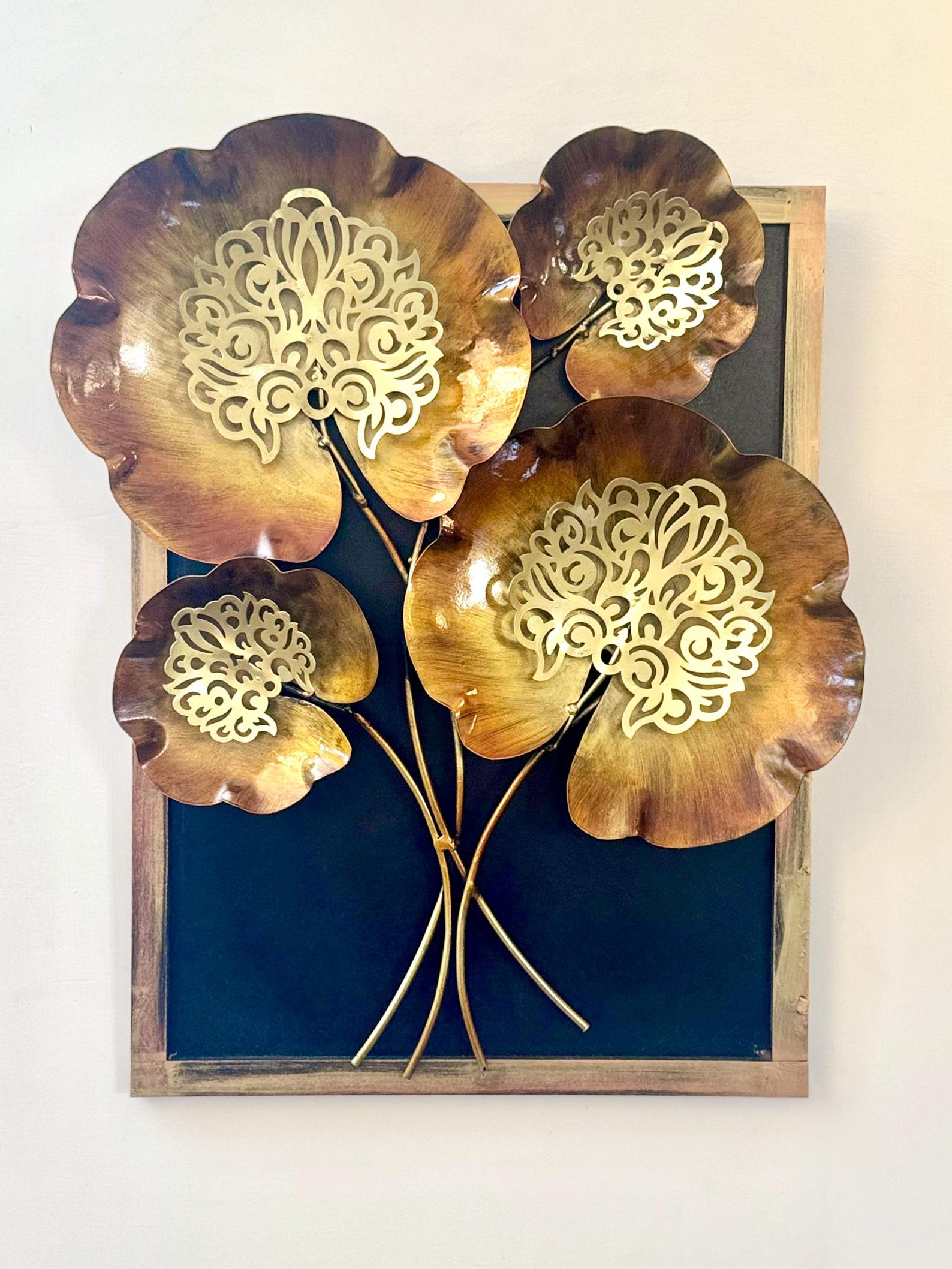 Metal Flower Wall Hanging Art Hand Painted,metal Flower Decor, Metal ...