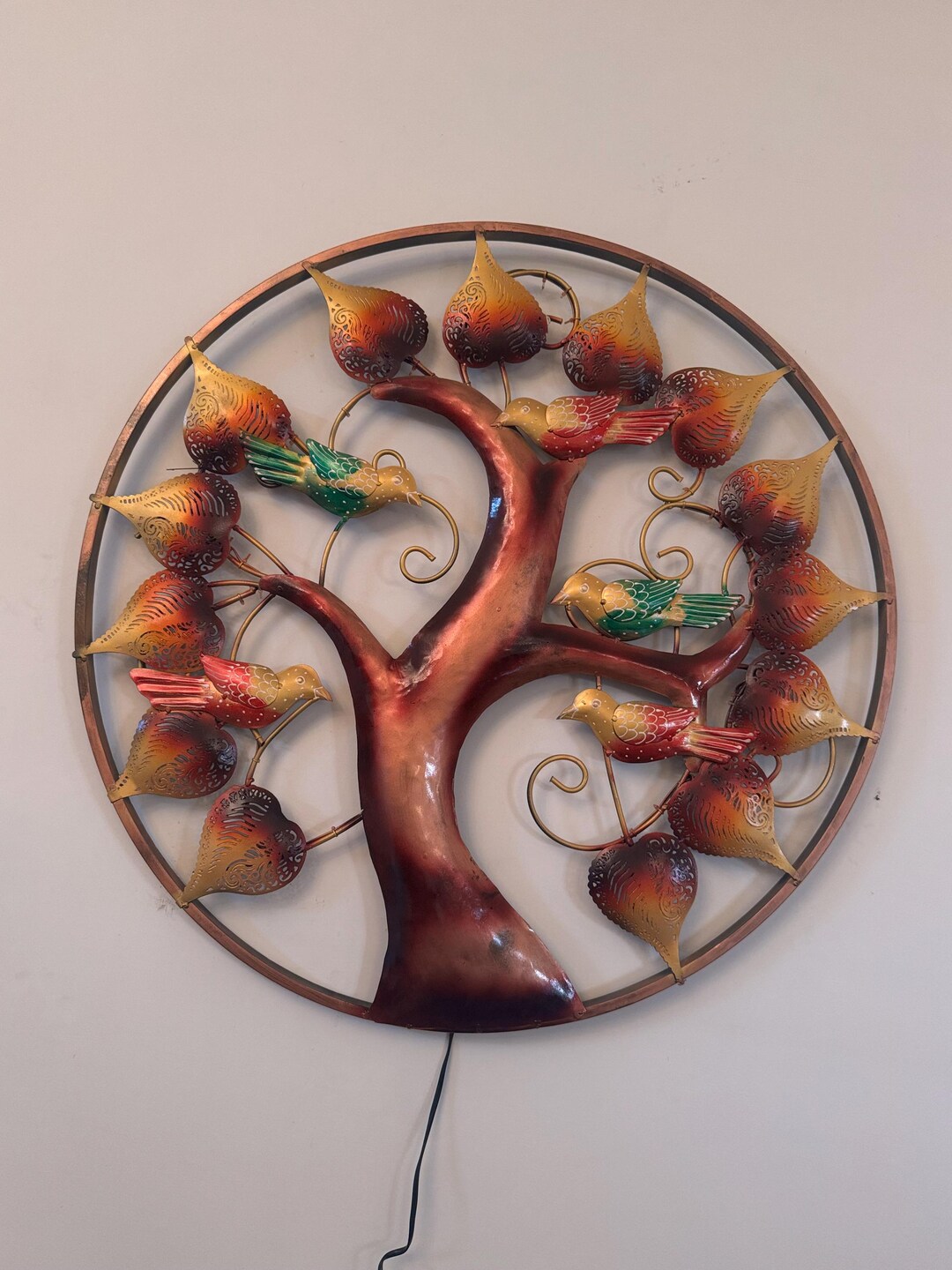Metal Wall Hanging Tree With LED Light, Tree Wall Decor for Living Room ...