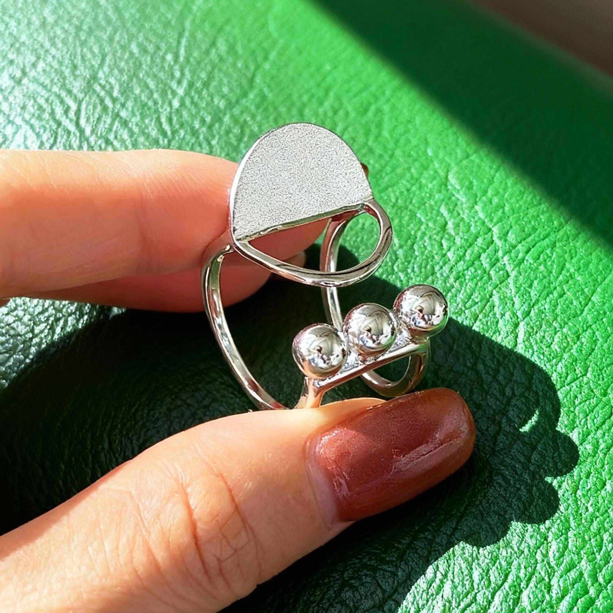 Sterling Silver Geometric Open Ring | Modern Adjustable Art Jewelry - Etsy