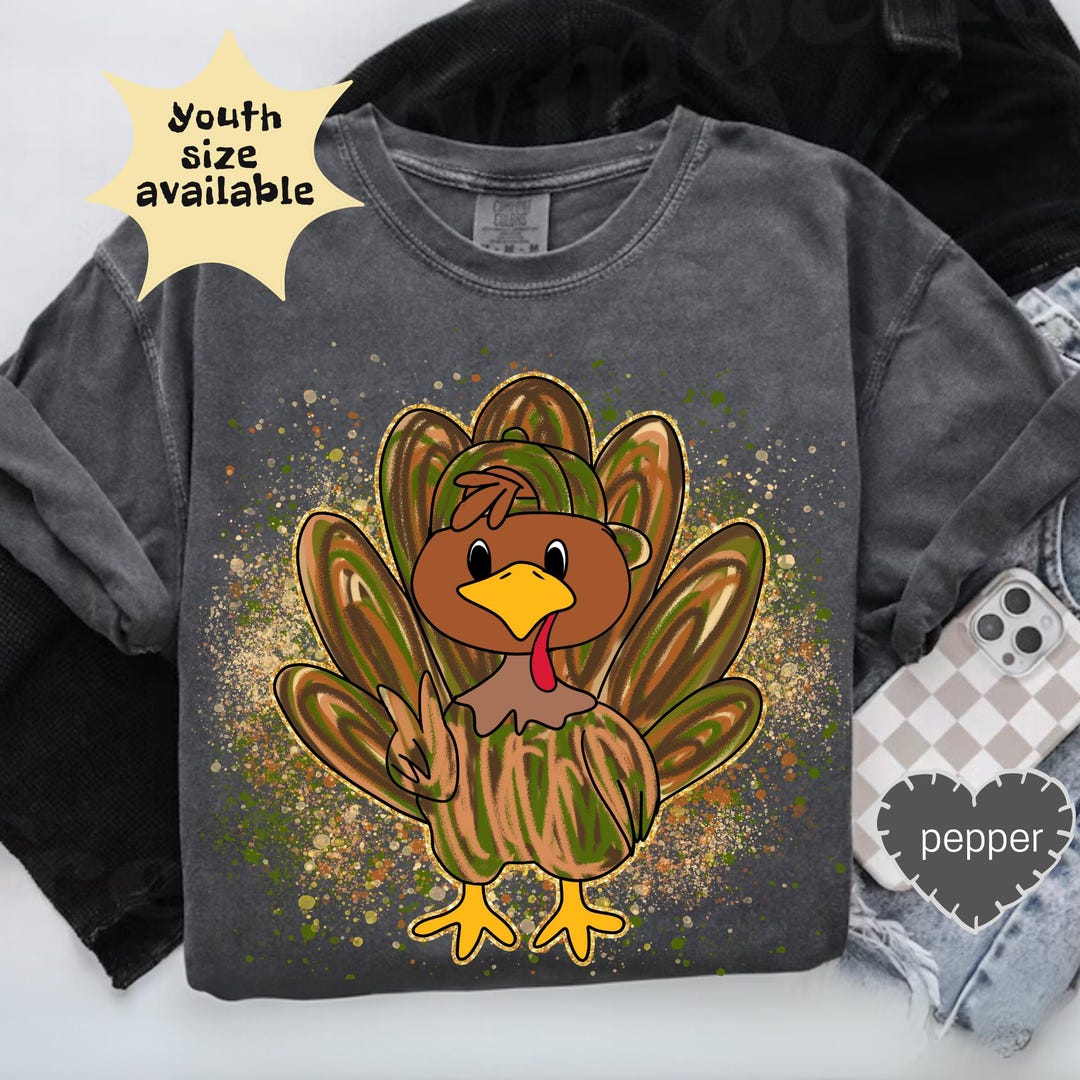 Boy Turkey Camo Shirt Cool Thanksgiving Turkey Tee for Boys Preppy Man ...