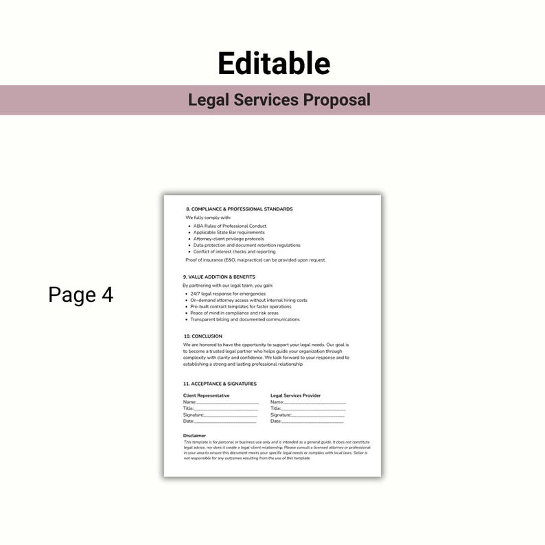 Editable Legal Services Proposal, Client Proposal, Small Business Legal ...