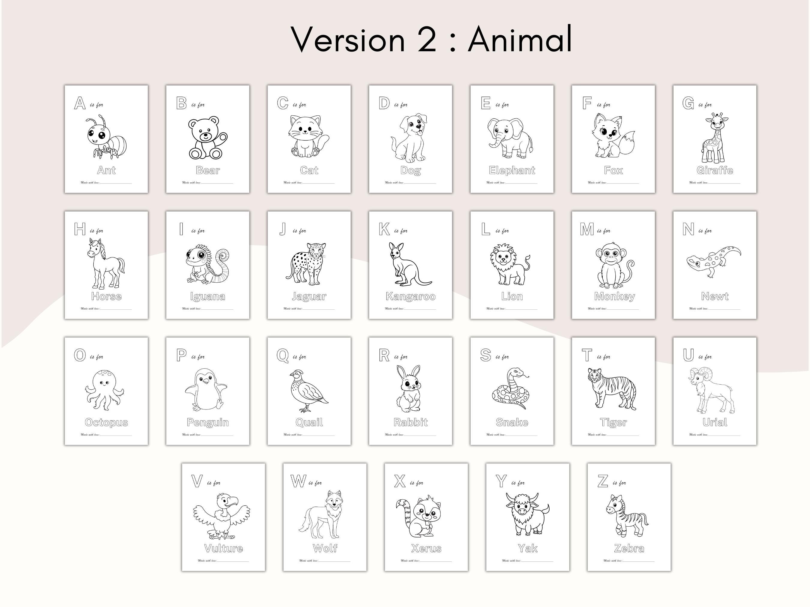 ABC Baby Shower Coloring Book, Baby's First ABC Book, Animal Alphabet ...