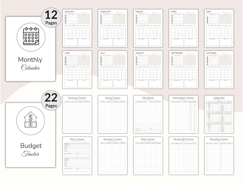 Editable Finance Planner Bundle, Simple Budget Plan, Yearly Bill ...