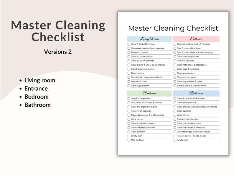 Master Cleaning Checklist, Deep Clean Checklist, Home Cleaning List ...