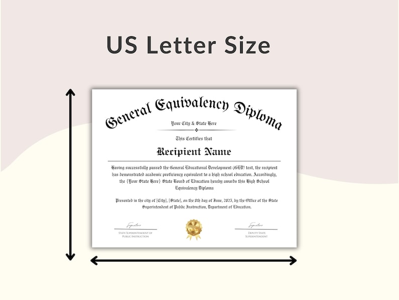 Editable GED Diploma Template, Diploma Template, High School Diploma ...
