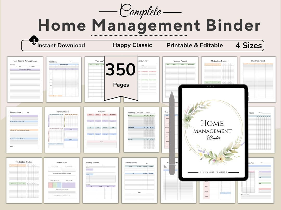 Home Management Binder, Household Organizer, Emergency Contact, End of ...