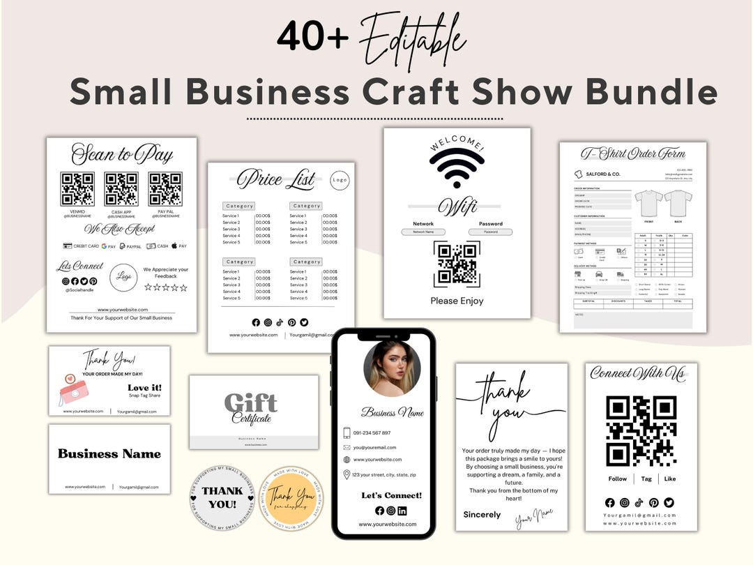 Craft Show Small Business Bundle, Craft Order Form, Editable Price List ...