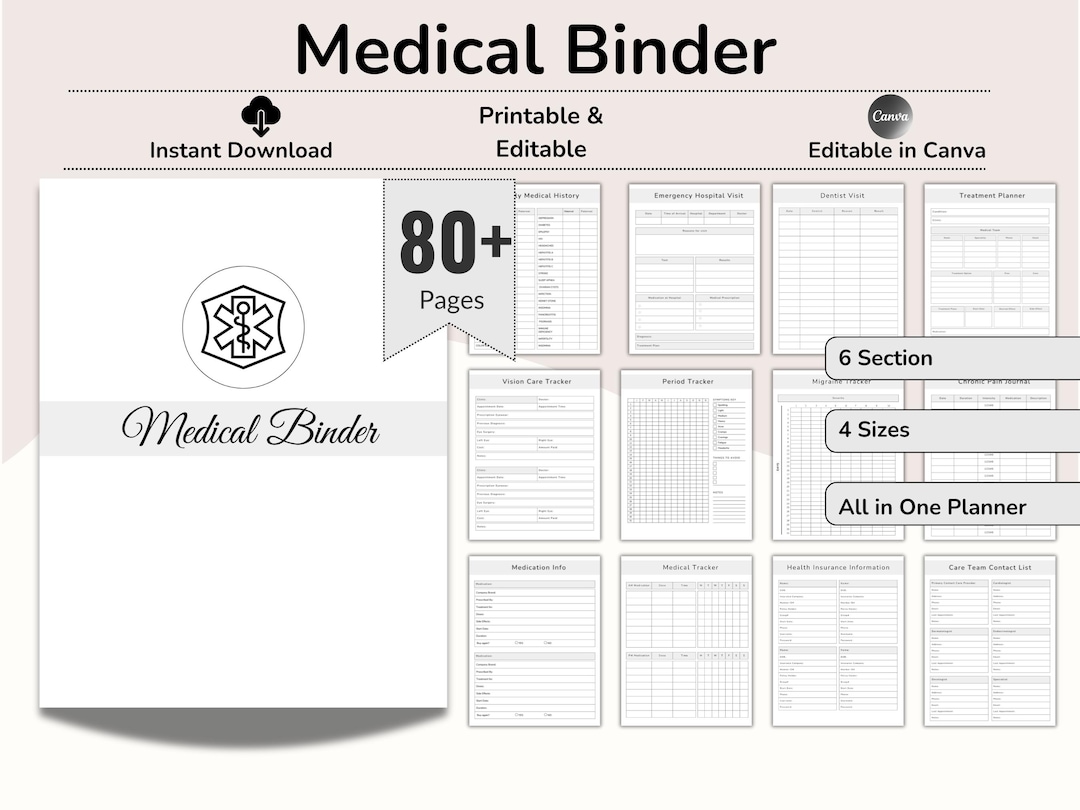 Medical Binder Canva Template, Medical Log, Chronic Illness Medical ...