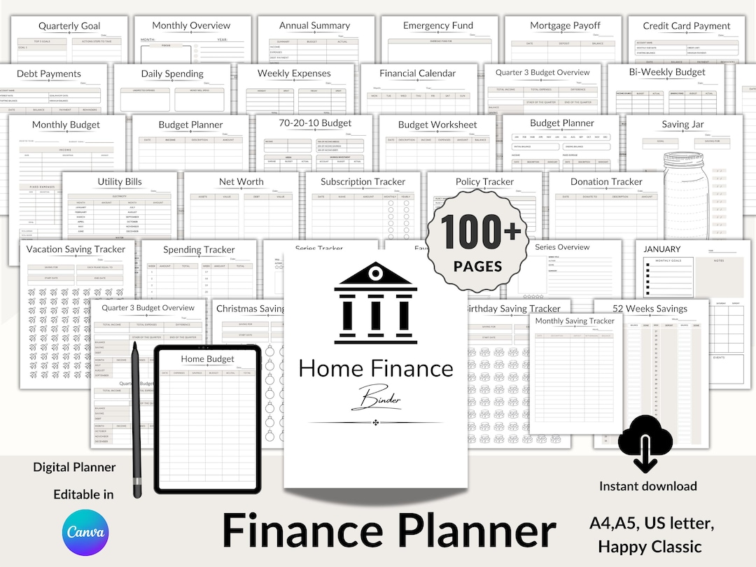 Editable Finance Planner Bundle, Simple Budget Plan, Yearly Bill ...