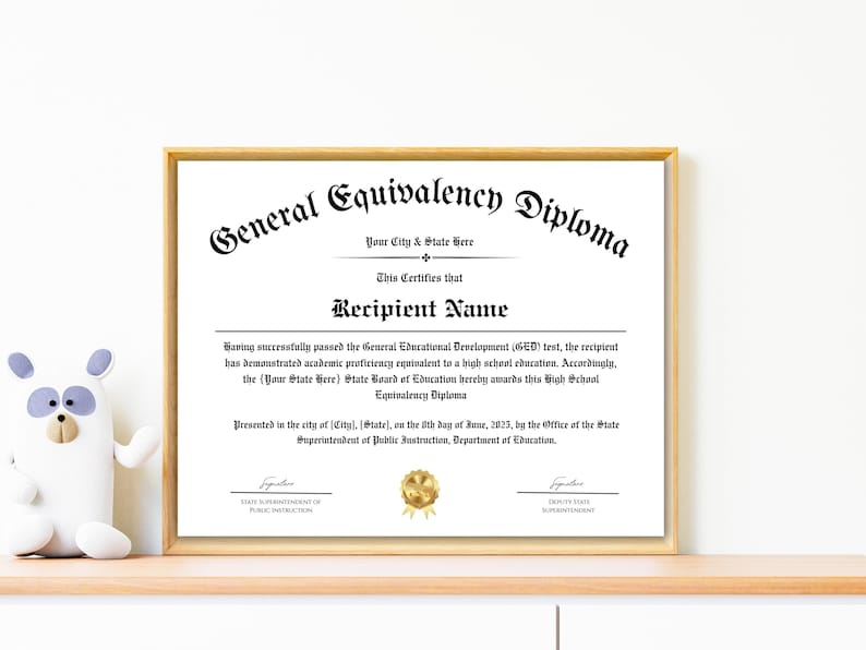 Editable GED Diploma Template, Diploma Template, High School Diploma ...