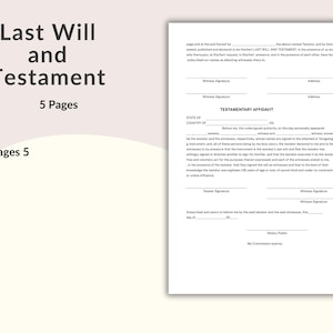 Last Will and Testament, End of Life Planner, Legal Document, Simple ...