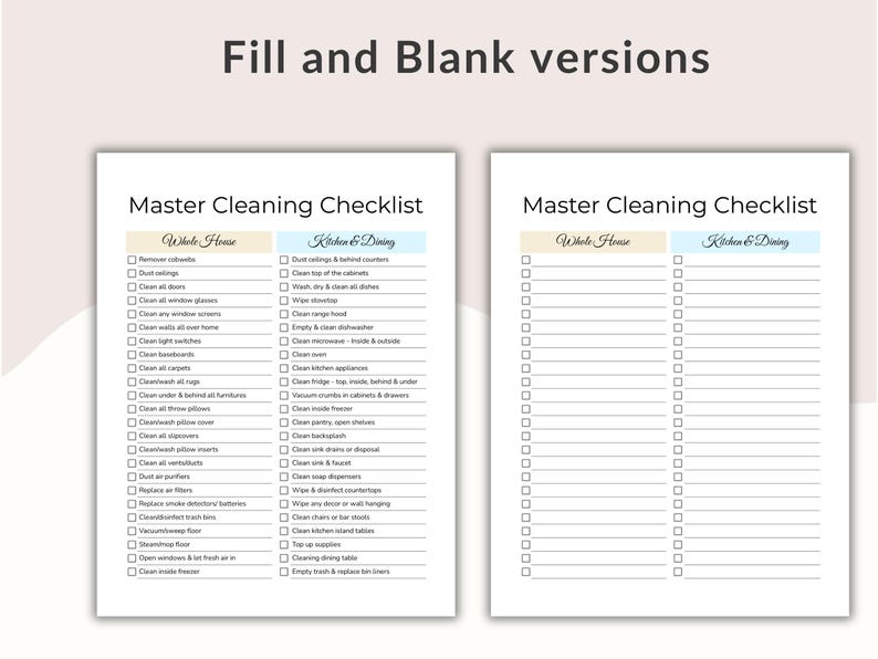 Master Cleaning Checklist, Deep Clean Checklist, Home Cleaning List ...