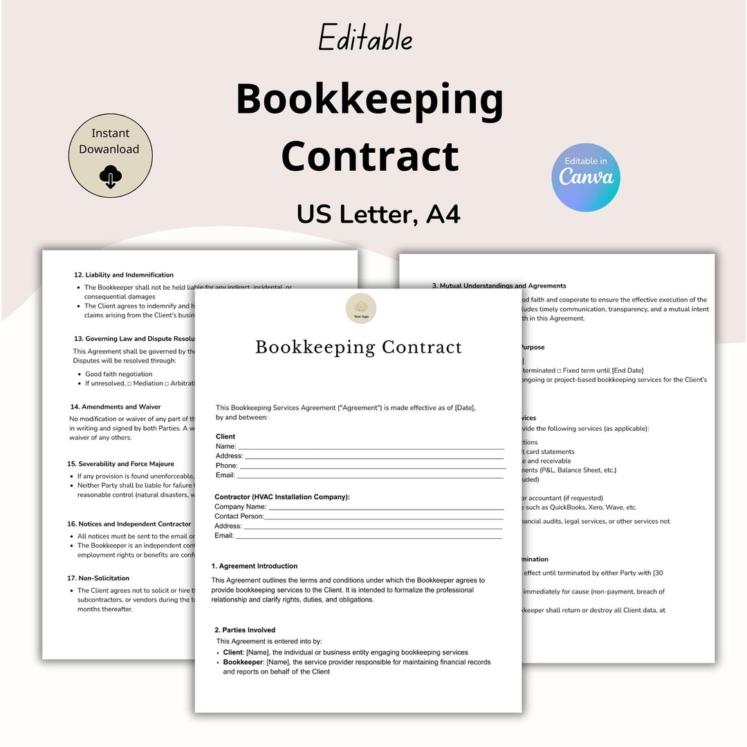 Bookkeeping Proposal Contract Template, Bookkeeping Small Business ...