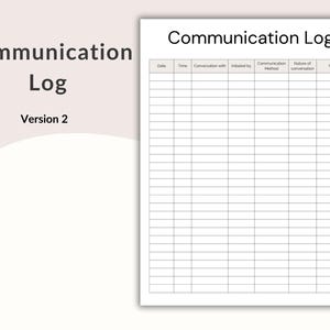 Communication Log Template, Call Log Template, Parent Communication ...