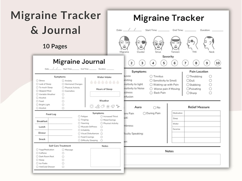 Monthly Migraine Tracker, Migraine Journal, Headache Tracker, Doctor ...