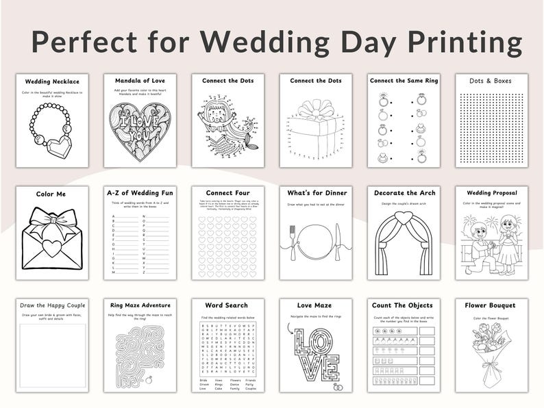 Wedding Activity Book for Kids, Wedding Color Book, Kids Wedding ...