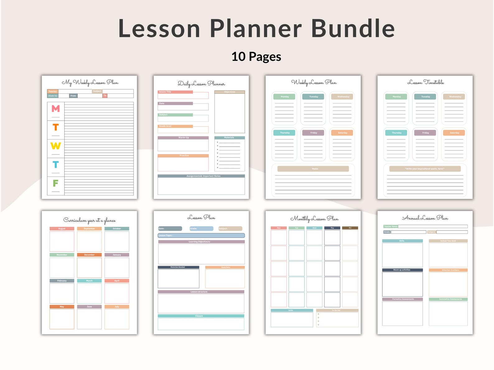 Lesson Planner Bundle, Weekly Lesson Plan, Teacher Lesson Planner ...