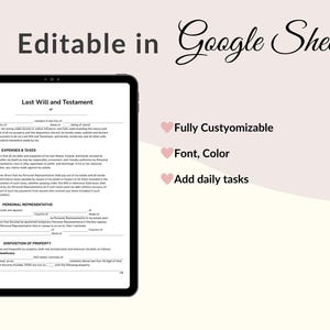 Last Will and Testament, End of Life Planner, Legal Document, Simple ...