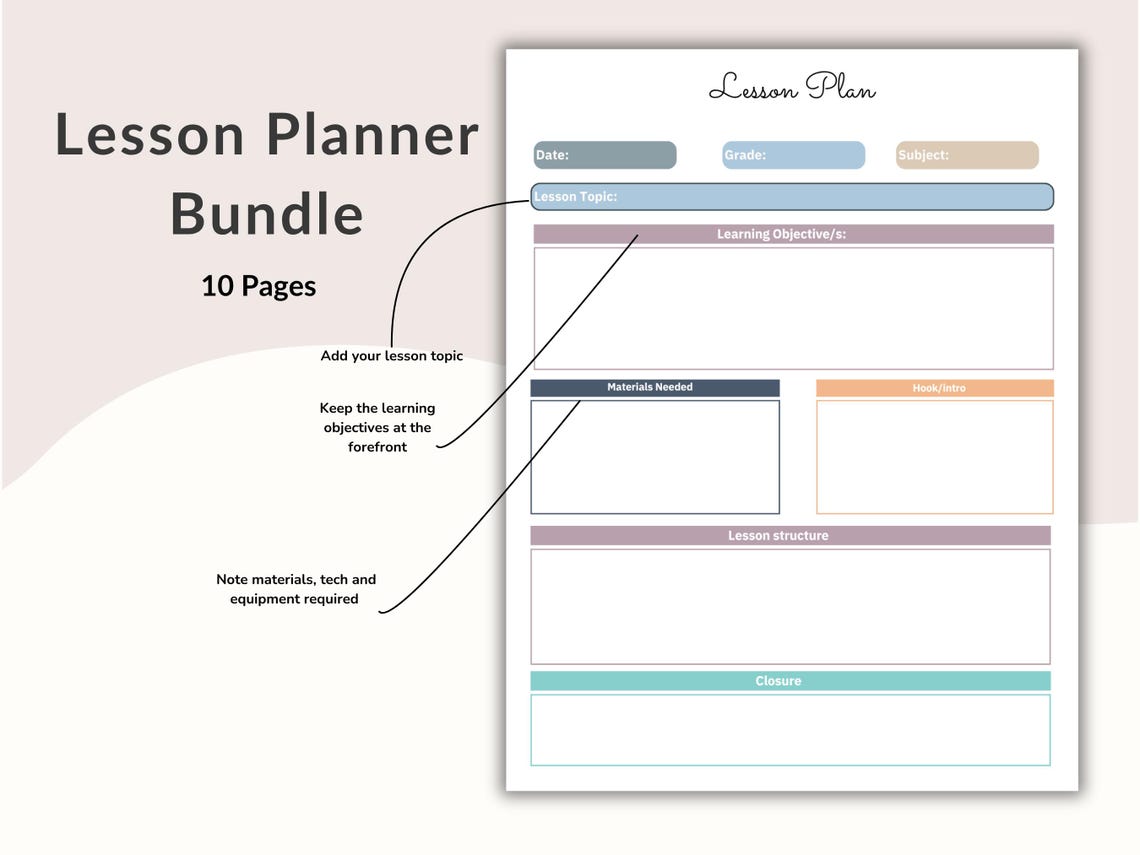 Lesson Planner Bundle, Weekly Lesson Plan, Teacher Lesson Planner ...