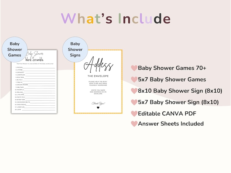Minimalist Baby Shower Games Bundle, Funny Baby Shower Games, Baby ...