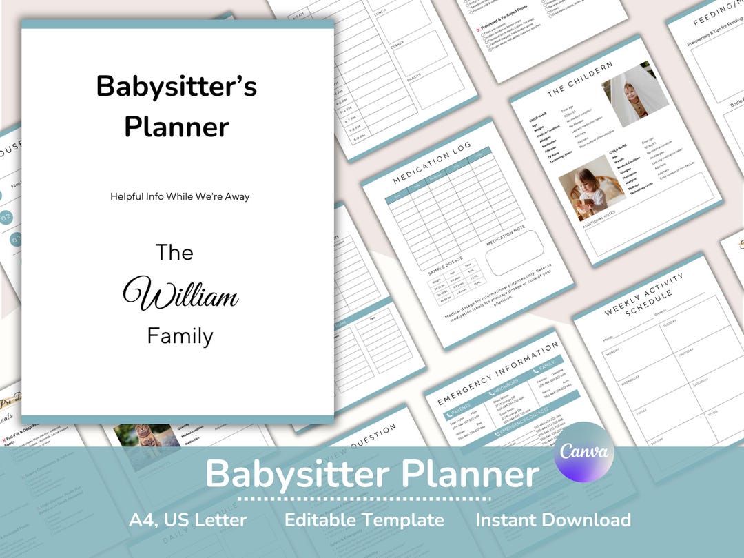 Babysitter Planner, Nanny Log, Feeding Schedule, Infant Tracker, Nanny ...